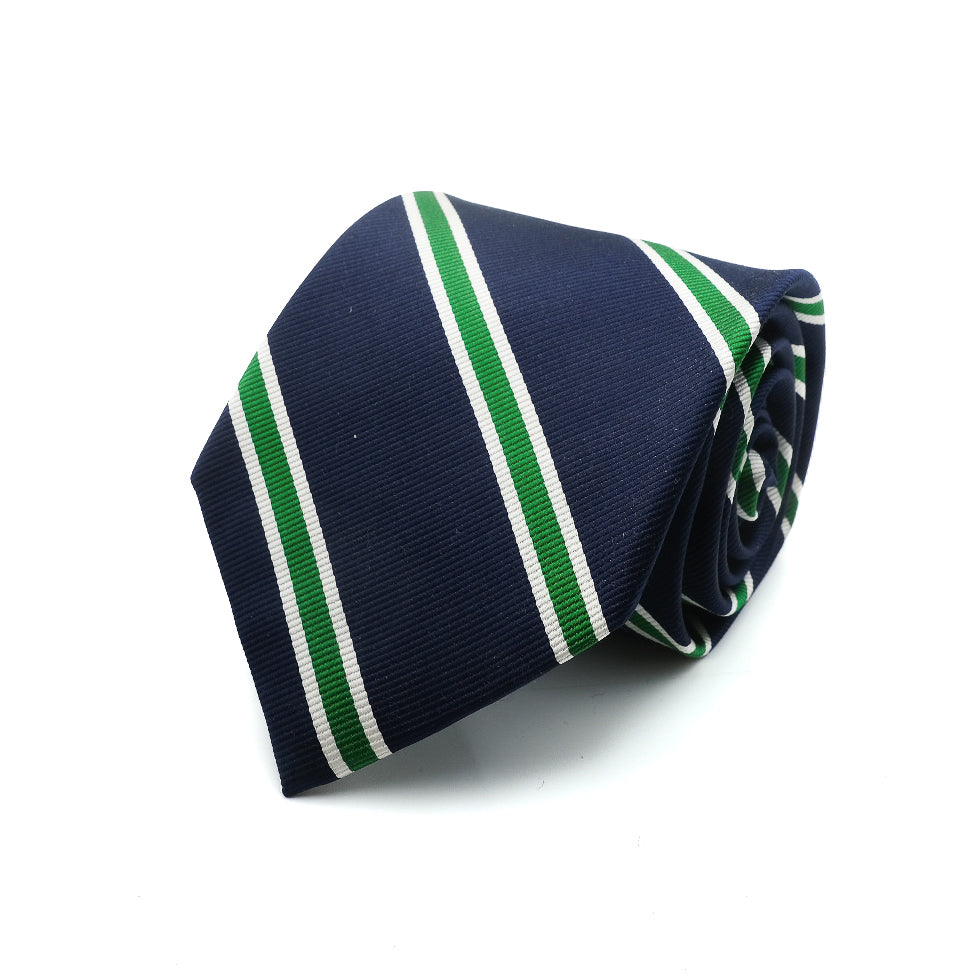 Navy and Green Repp Stripe Tie | Ascot Chang
