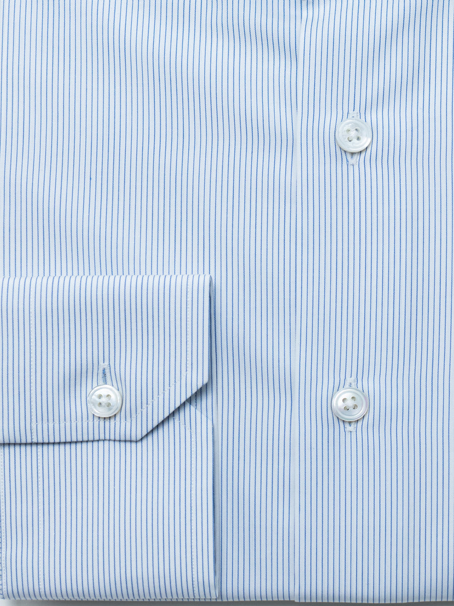120s Light Blue Pin Striped Shirt - Elgin Fit (SLIM) | Ascot Chang