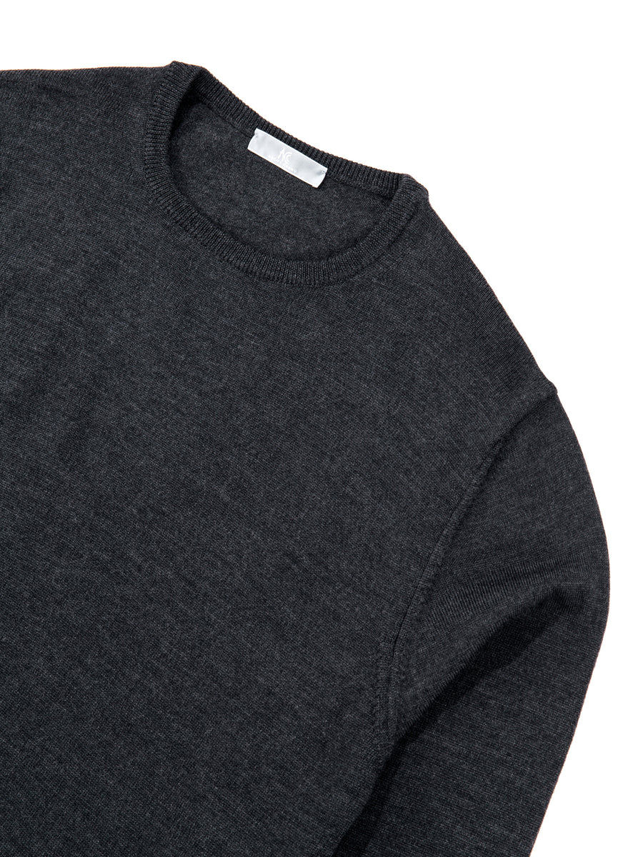 Dark Grey Crew Neck Long-Sleeve Sweater | Ascot Chang