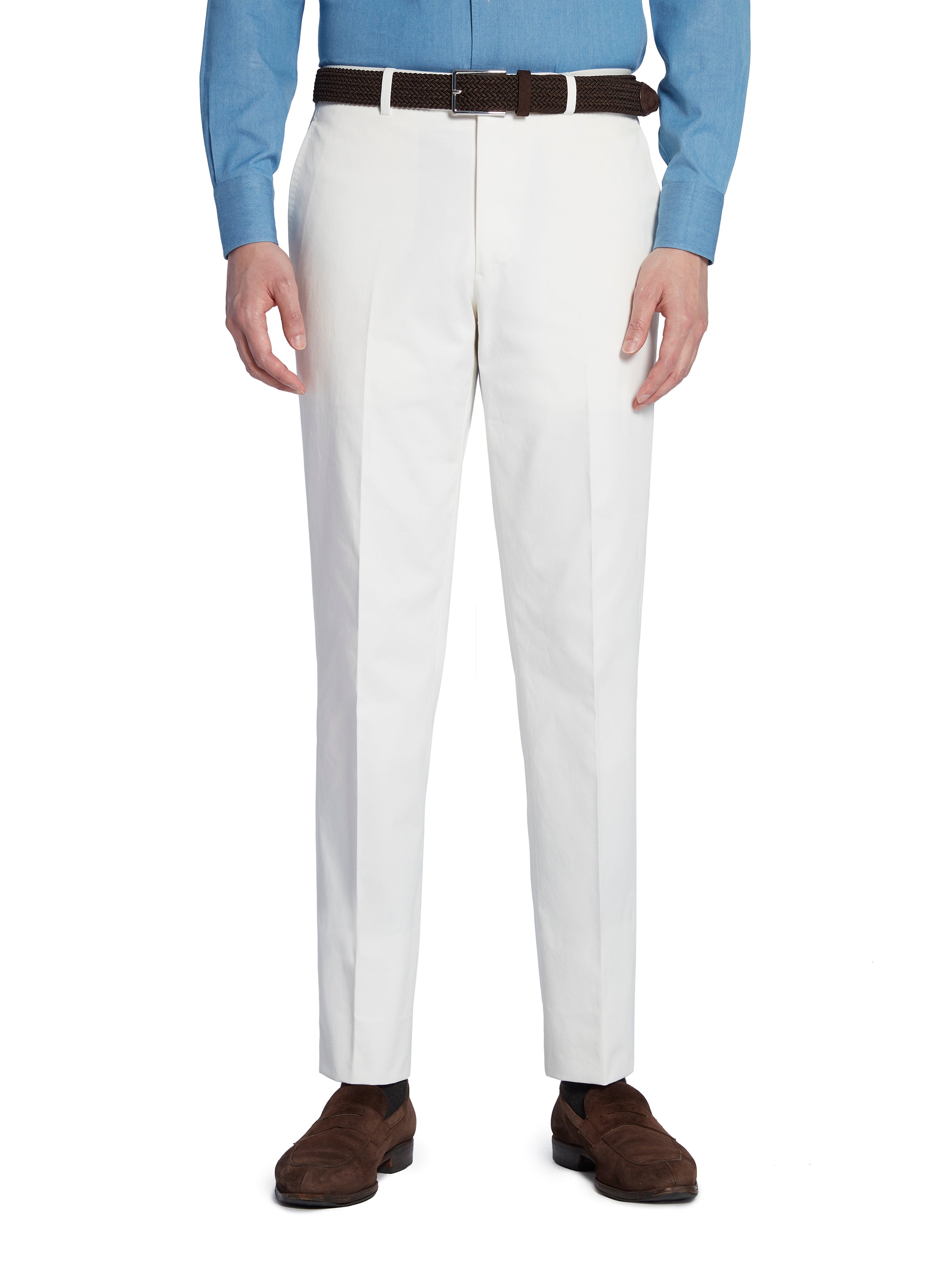 White Cotton Twill Trousers - Model 08 (SLIM) | Ascot Chang